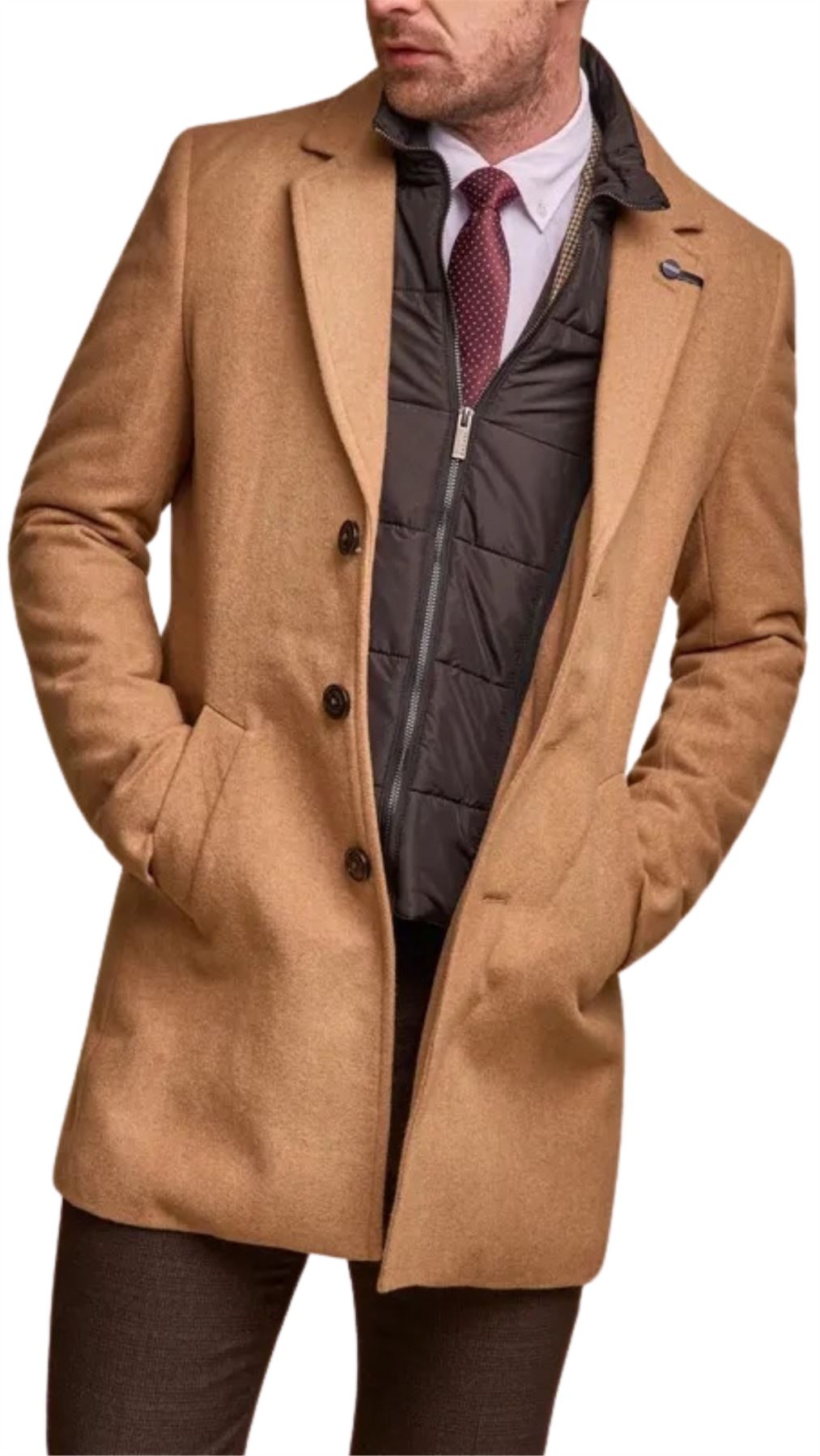 Men's Camel Overcoat Wool Blend Classic Trench Coat Winter Jacket ...