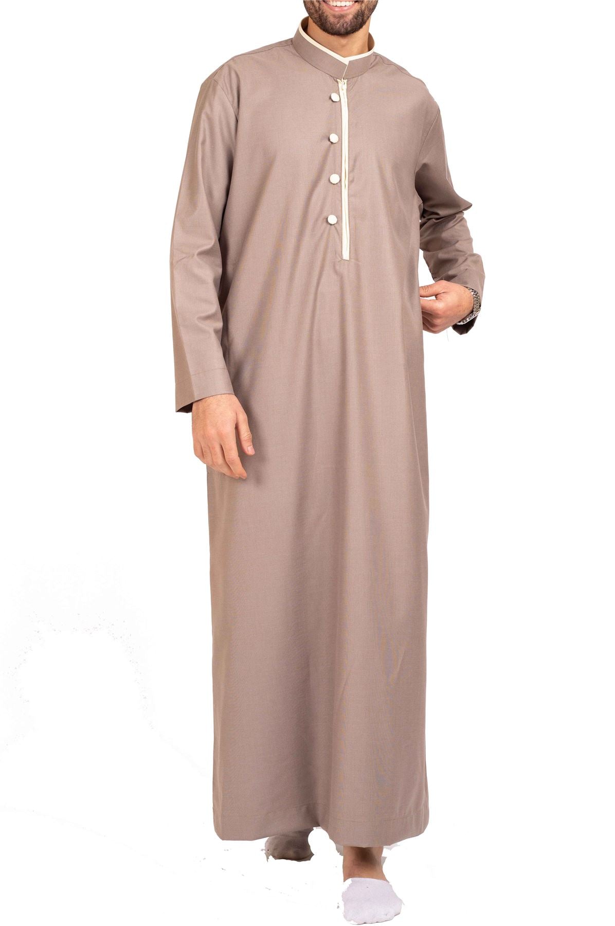 Men's Thobe Jubba Islamic Clothing Muslim Kaftan Emirati Omani Stand C ...